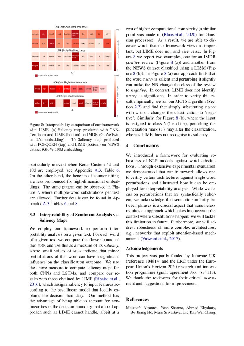 Assessing Robustness Of Text Classification Through Maximal Safe Radius Computation Deepai