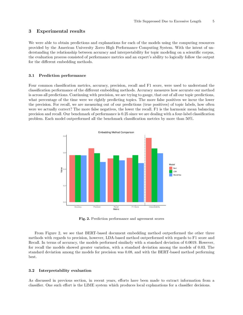 Assessing The Trade Off Between Prediction Accuracy And Interpretability For Topic Modeling On