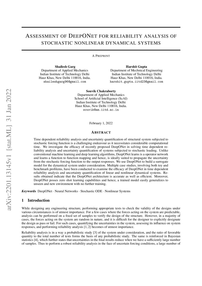 Assessment Of Deeponet For Reliability Analysis Of Stochastic Nonlinear Dynamical Systems Deepai