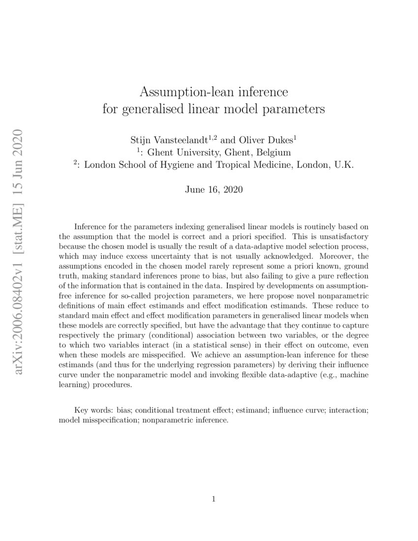 Assumption Lean Inference For Generalised Linear Model Parameters Deepai