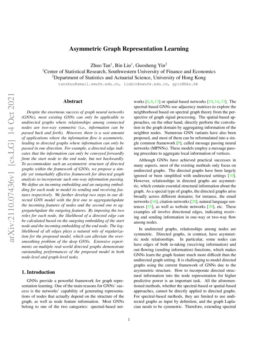 Asymmetric Graph Representation Learning | DeepAI