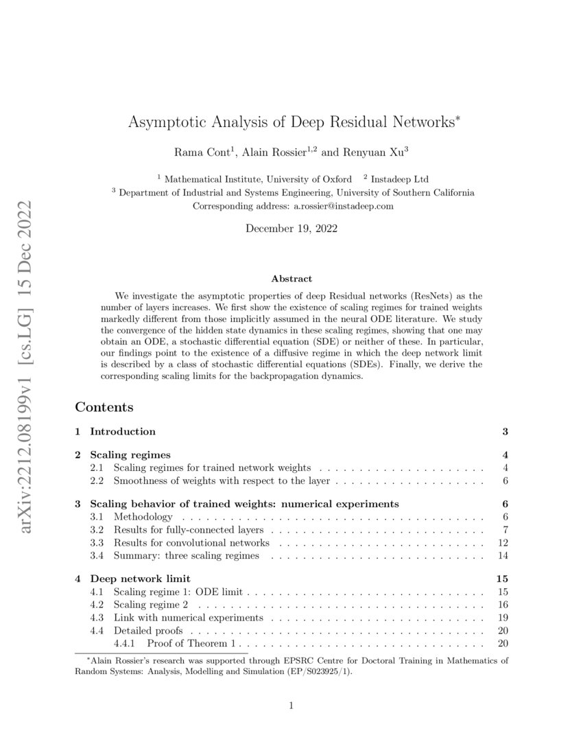 Asymptotic Analysis of Deep Residual Networks | DeepAI