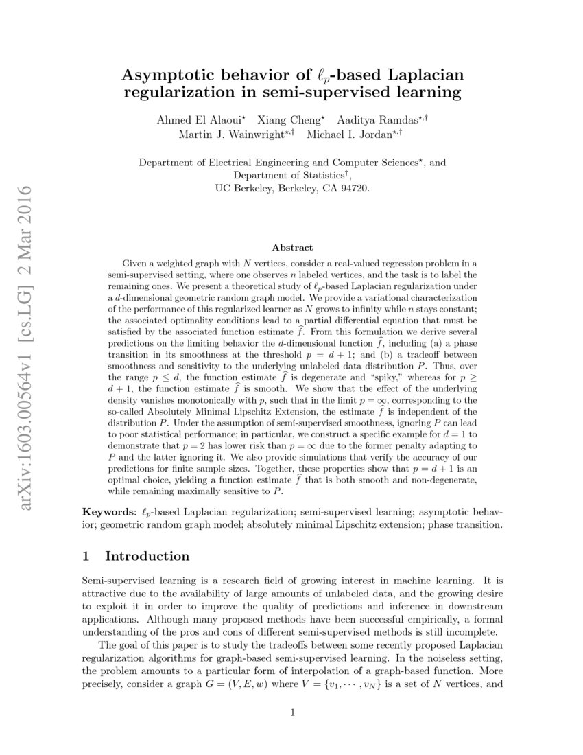 Asymptotic behavior of ℓ_p-based Laplacian regularization in semi-supervised learning | DeepAI