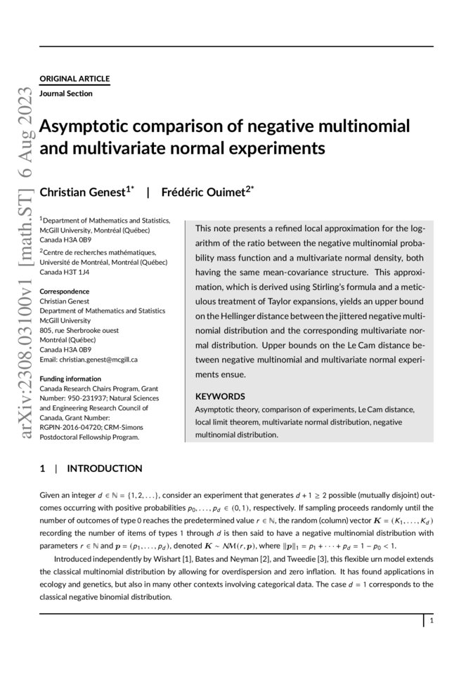 Asymptotic Comparison Of Negative Multinomial And Multivariate Normal
