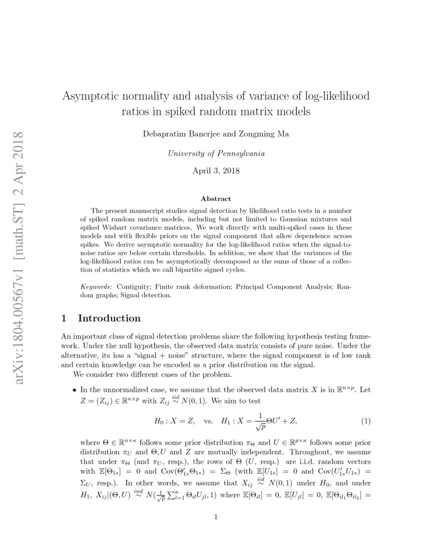 Asymptotic Normality And Analysis Of Variance Of Log Likelihood Ratios In Spiked Random Matrix