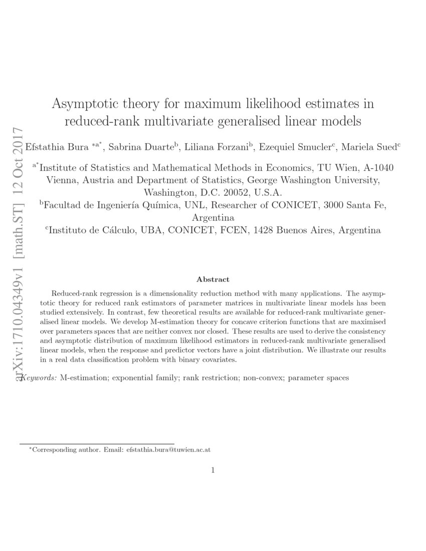 Asymptotic Theory For Maximum Likelihood Estimates In Reduced Rank Multivariate Generalised