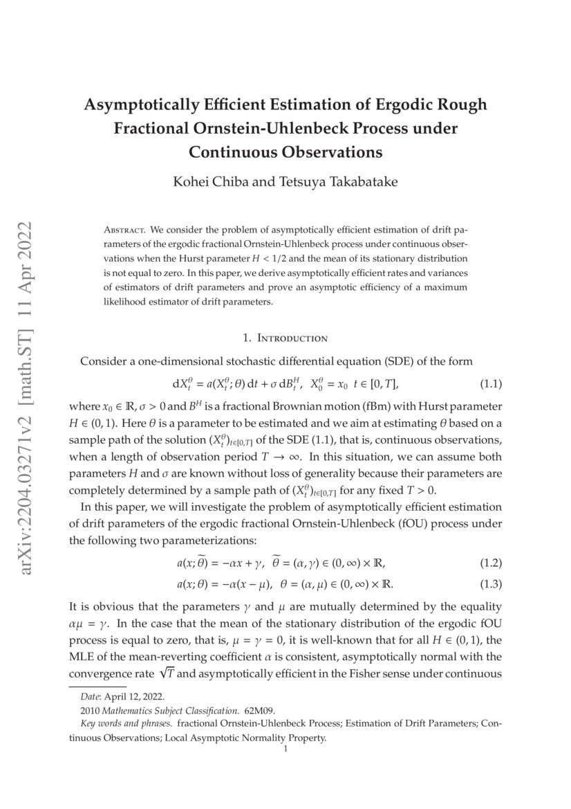 Asymptotically Efficient Estimation Of Ergodic Rough Fractional