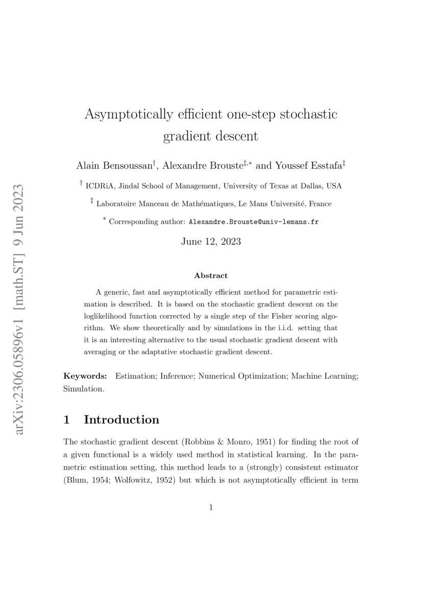 Asymptotically Efficient One Step Stochastic Gradient Descent Deepai