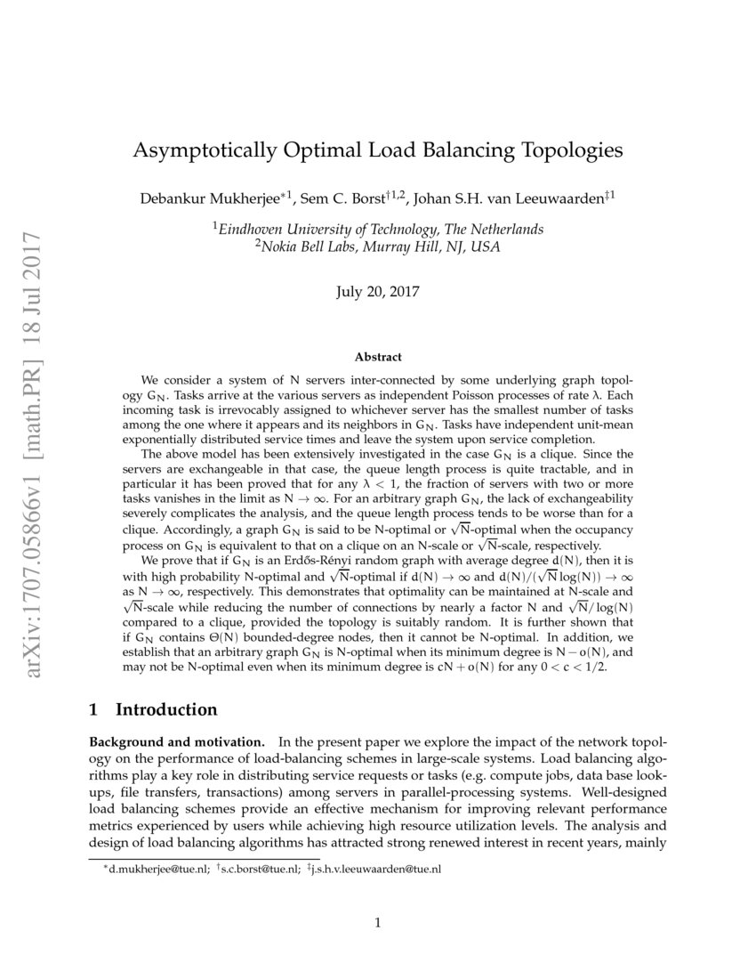 Asymptotically Optimal Load Balancing Topologies | DeepAI