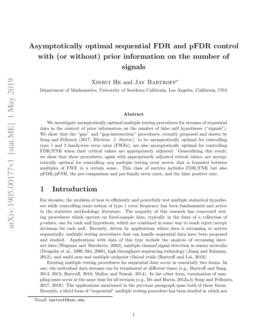 Asymptotically optimal sequential FDR and pFDR control with (or without) prior information on ...