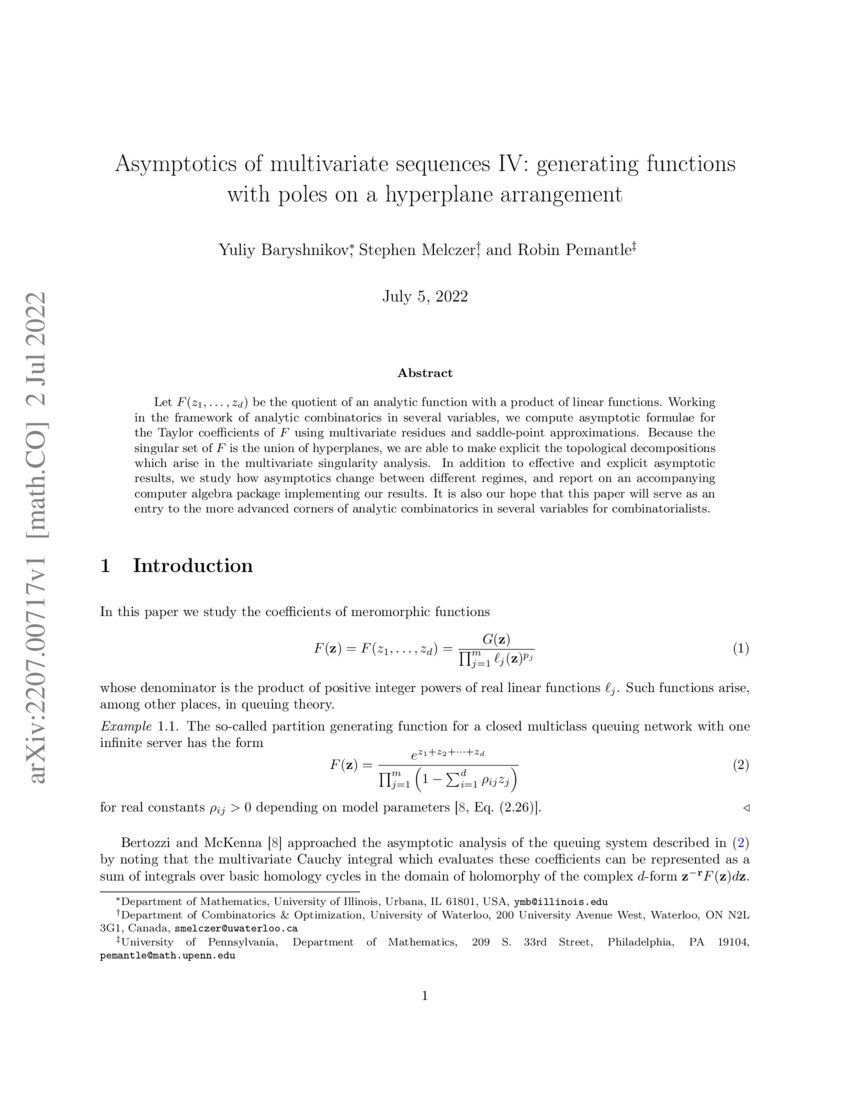 Asymptotics Of Multivariate Sequences Iv Generating Functions With Poles On A Hyperplane