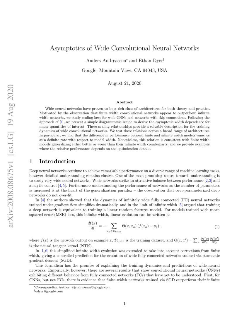 Asymptotics of Wide Convolutional Neural Networks | DeepAI