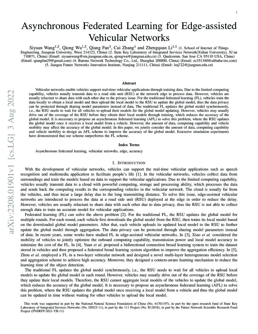 Asynchronous Federated Learning for Edge-assisted Vehicular Networks ... Asynchronous Federated Learning for Edge-assisted Vehicular Networks ...