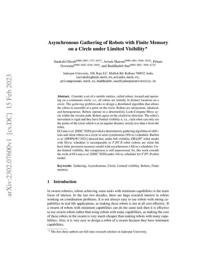 Asynchronous Gathering Of Robots With Finite Memory On A Circle Under Limited Visibility Deepai