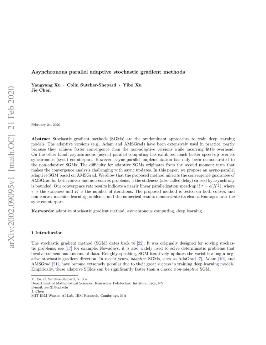 Asynchronous Parallel Adaptive Stochastic Gradient Methods Deepai 