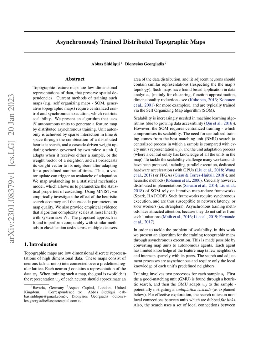 Asynchronously Trained Distributed Topographic Maps | DeepAI