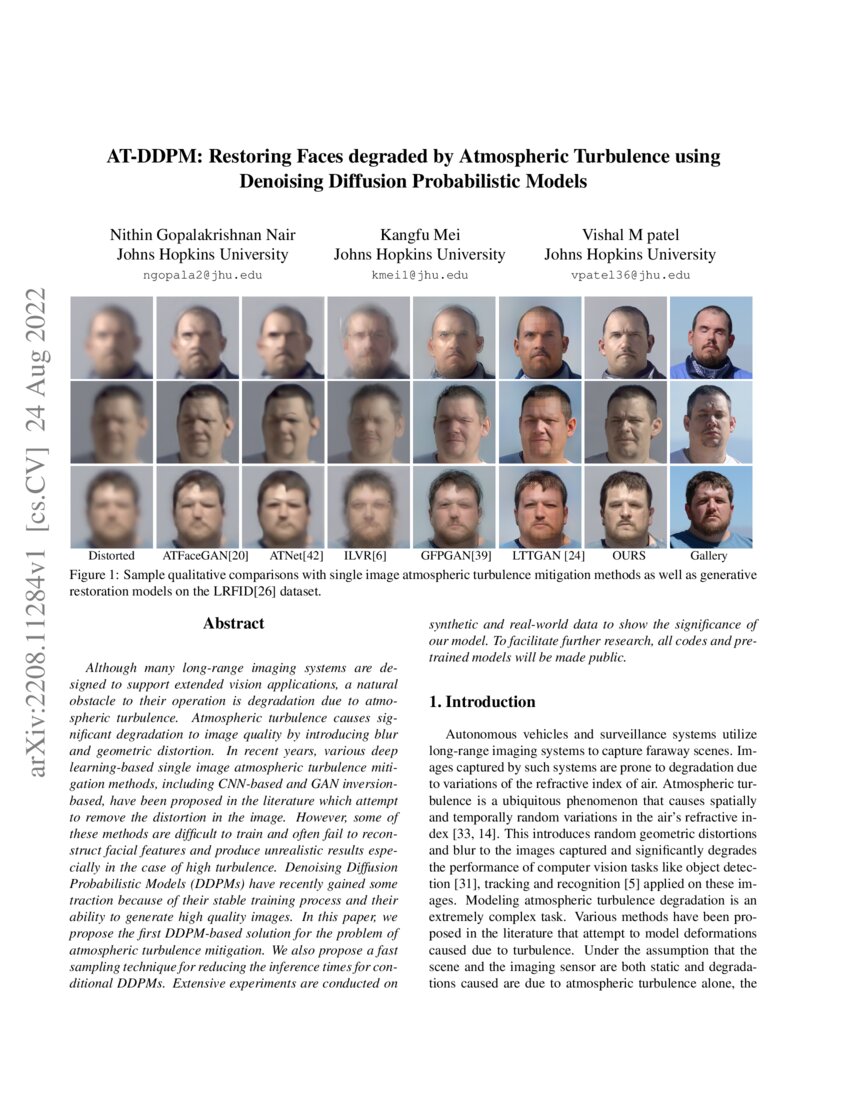 AT-DDPM: Restoring Faces degraded by Atmospheric Turbulence using ...