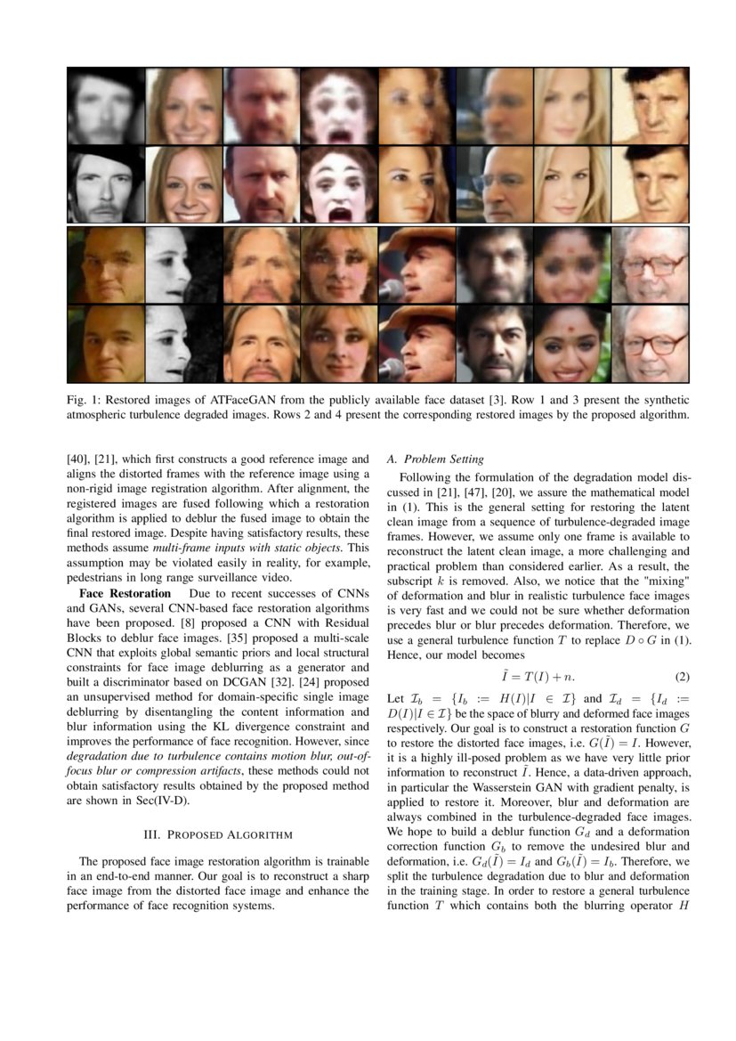 ATFaceGAN: Single Face Image Restoration and Recognition from ...
