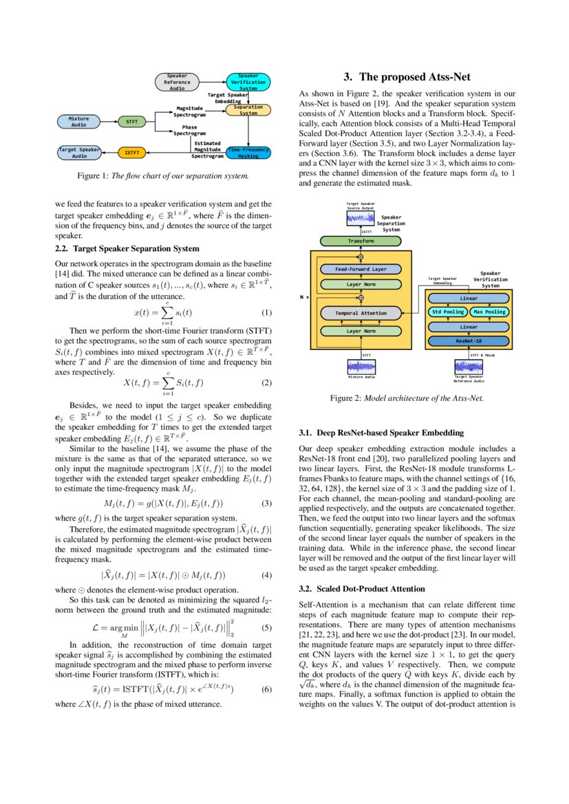 Atss-Net: Target Speaker Separation via Attention-based Neural Network | DeepAI
