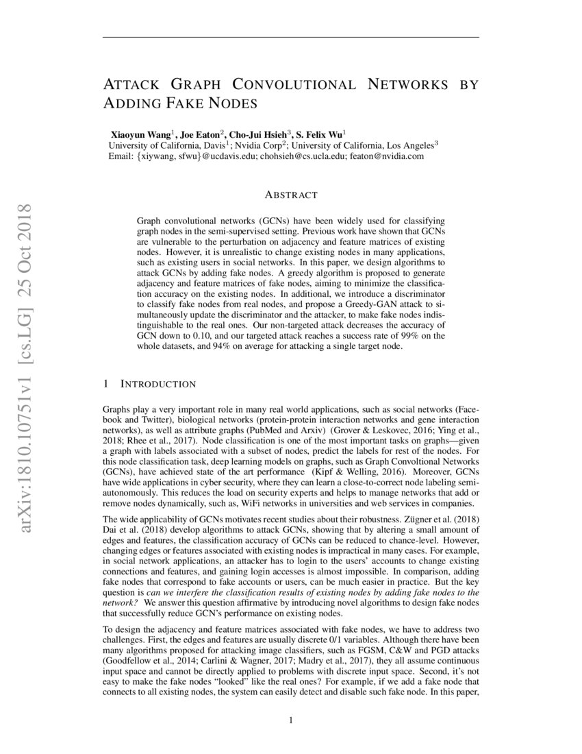 Attack Graph Convolutional Networks By Adding Fake Nodes Deepai 0459