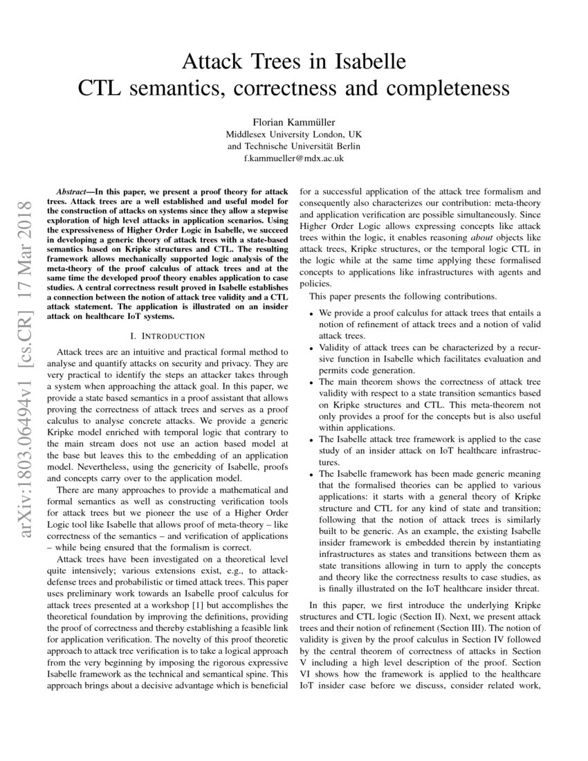 Attack Trees in Isabelle -- CTL semantics, correctness and completeness | DeepAI