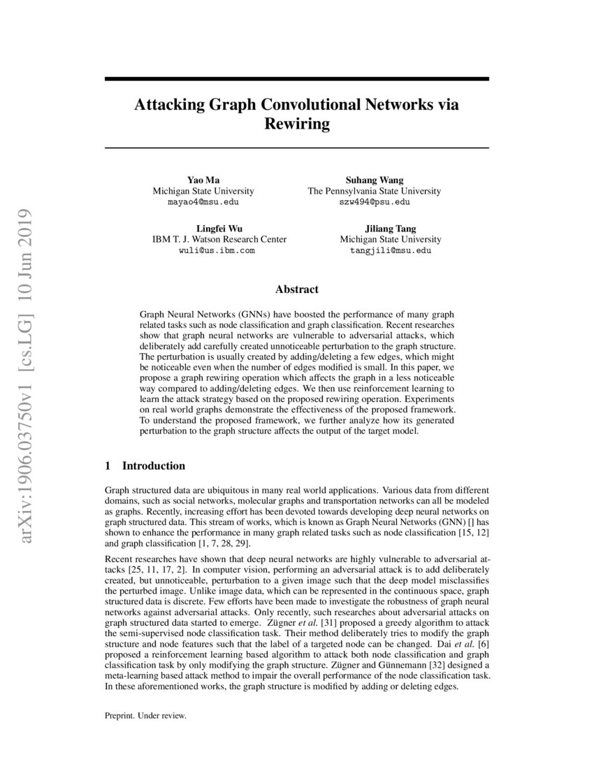 Attacking Graph Convolutional Networks via Rewiring | DeepAI