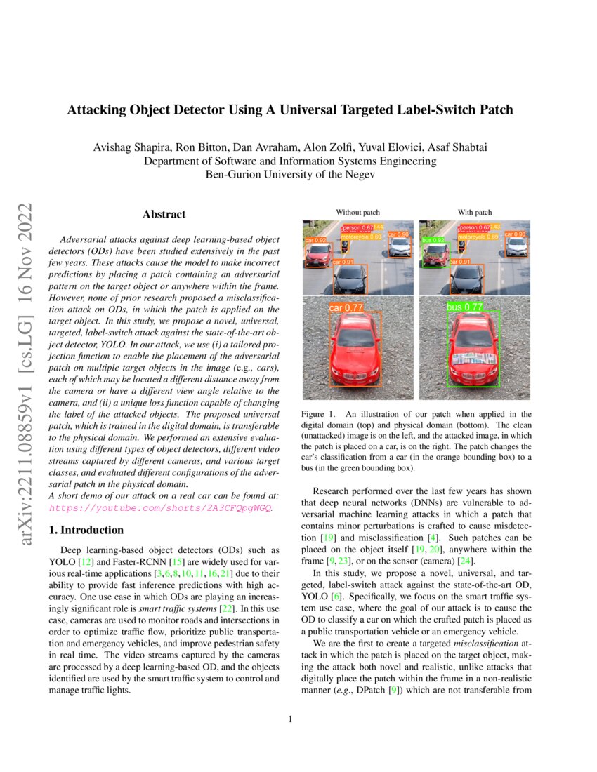Attacking Object Detector Using A Universal Targeted Label Switch Patch