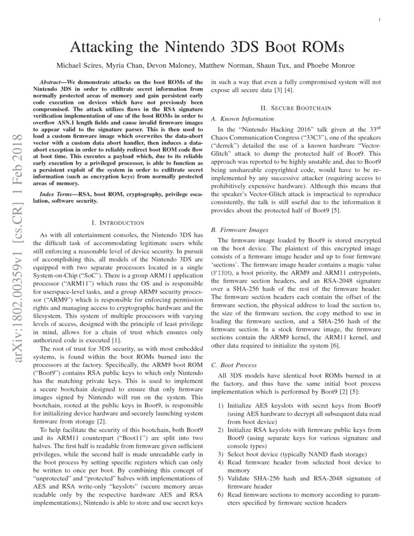 Attacking the Nintendo 3DS Boot ROMs | DeepAI