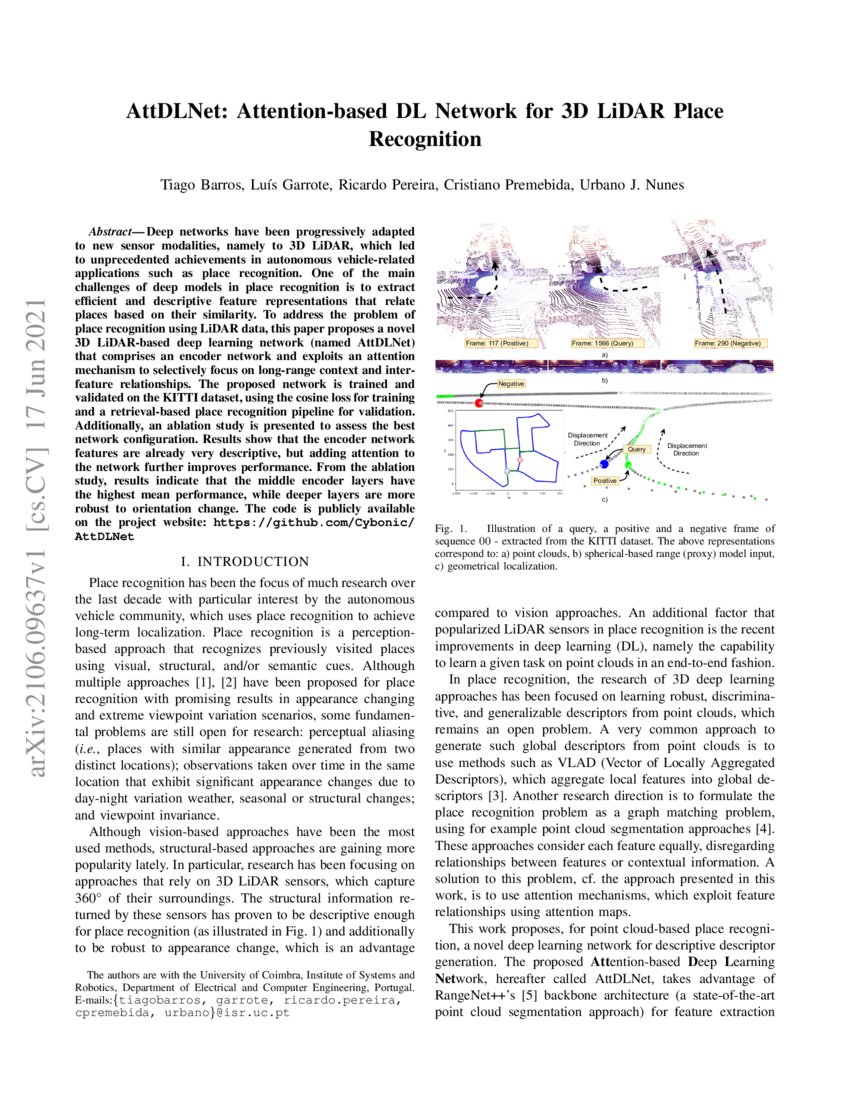 AttDLNet: Attention-based DL Network for 3D LiDAR Place Recognition ...