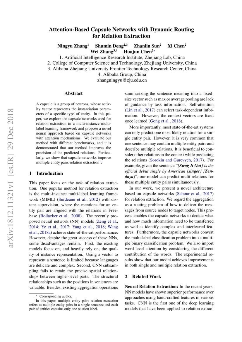 Attention Based Capsule Networks With Dynamic Routing For Relation