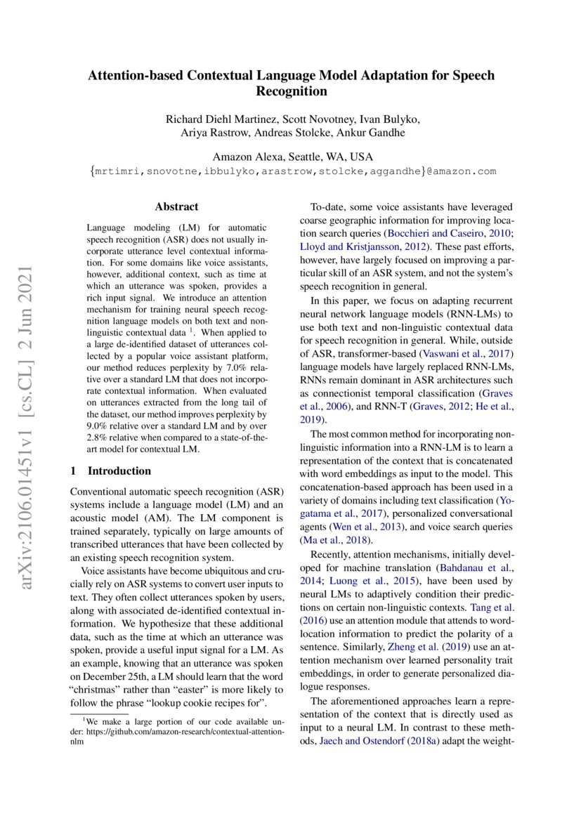 Attention Based Contextual Language Model Adaptation For Speech Recognition Deepai 3265