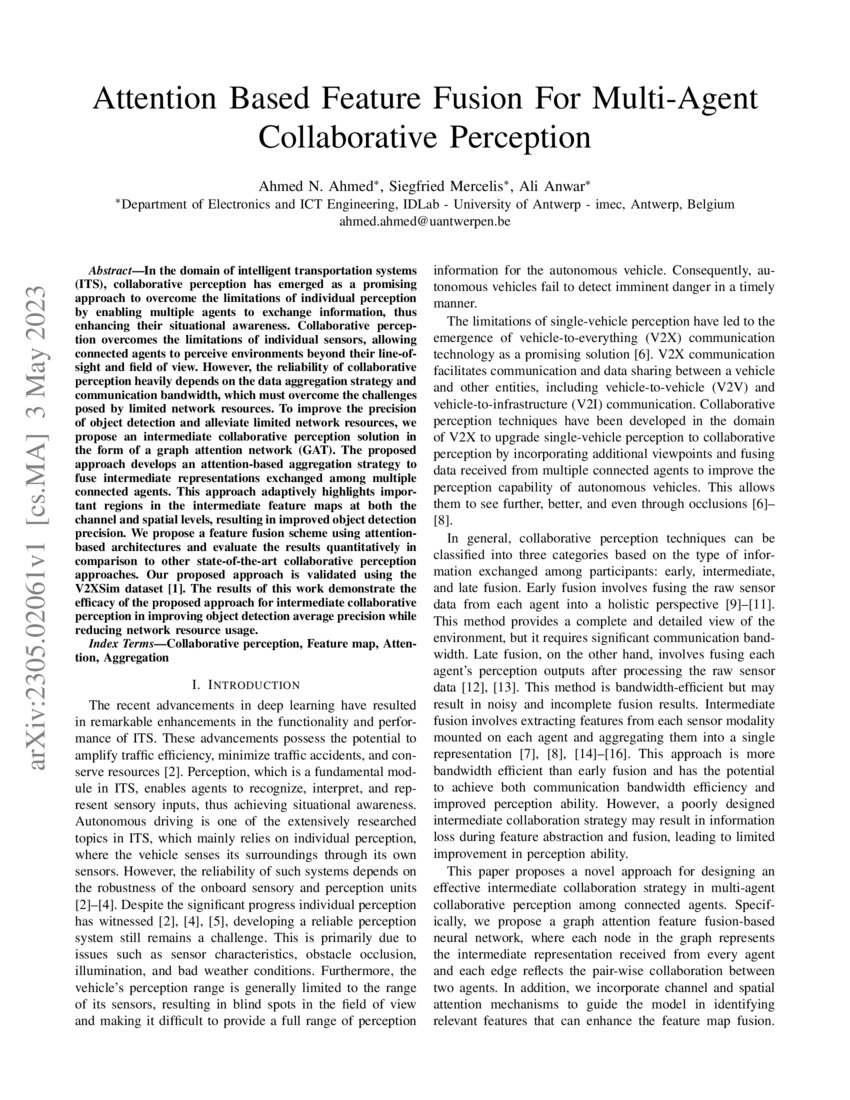 Attention Based Feature Fusion For Multi-Agent Collaborative Perception | DeepAI
