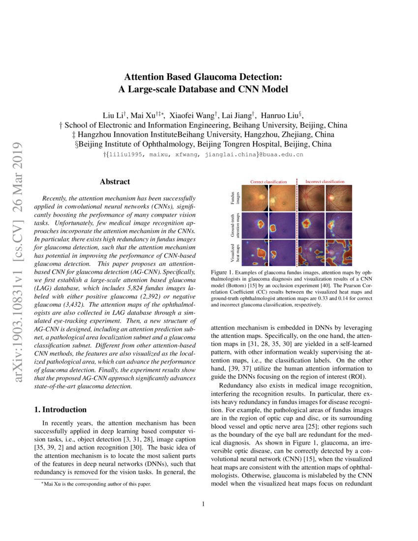Attention Based Glaucoma Detection: A Large-scale Database and CNN Model | DeepAI