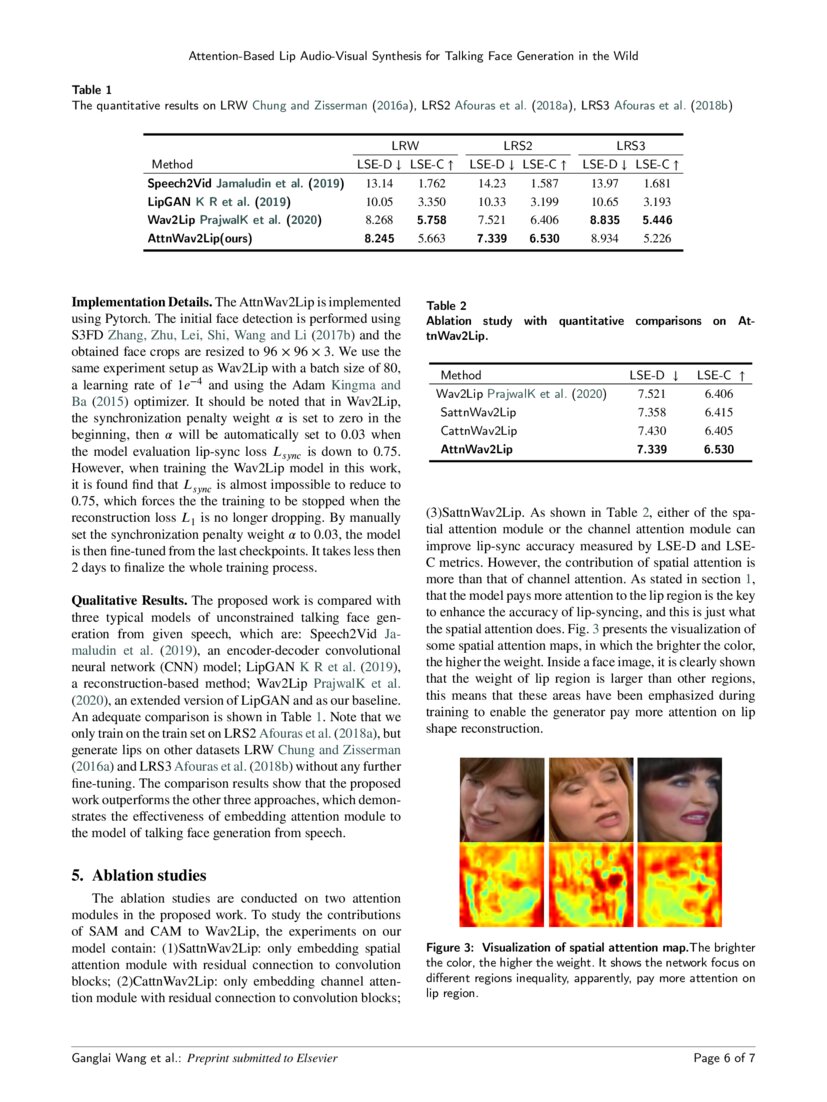 Attention Based Lip Audio Visual Synthesis For Talking Face Generation In The Wild Deepai