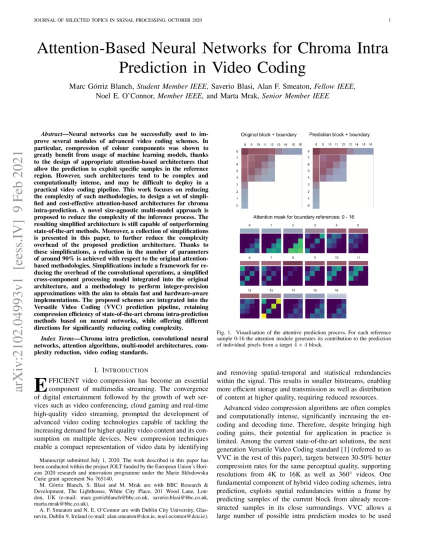 Attention Based Neural Networks For Chroma Intra Prediction In Video Coding Deepai