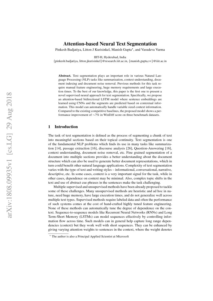 Attention Based Neural Text Segmentation Deepai 