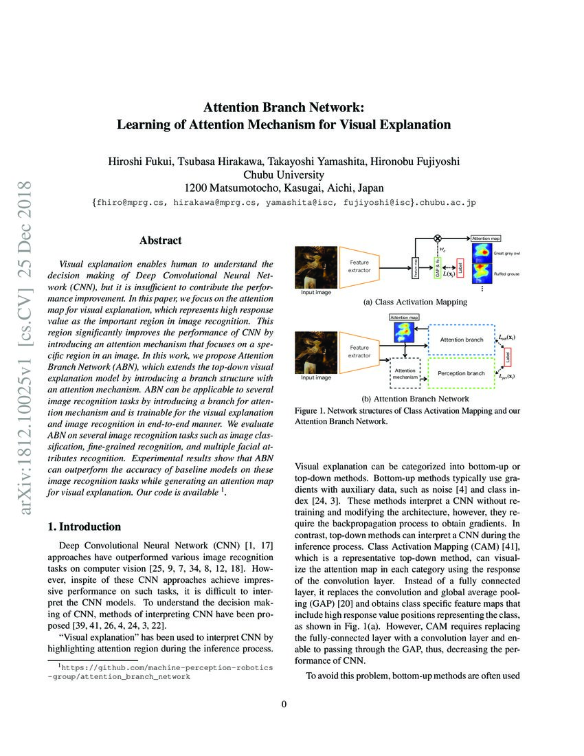 Attention Branch Network: Learning of Attention Mechanism for Visual ...