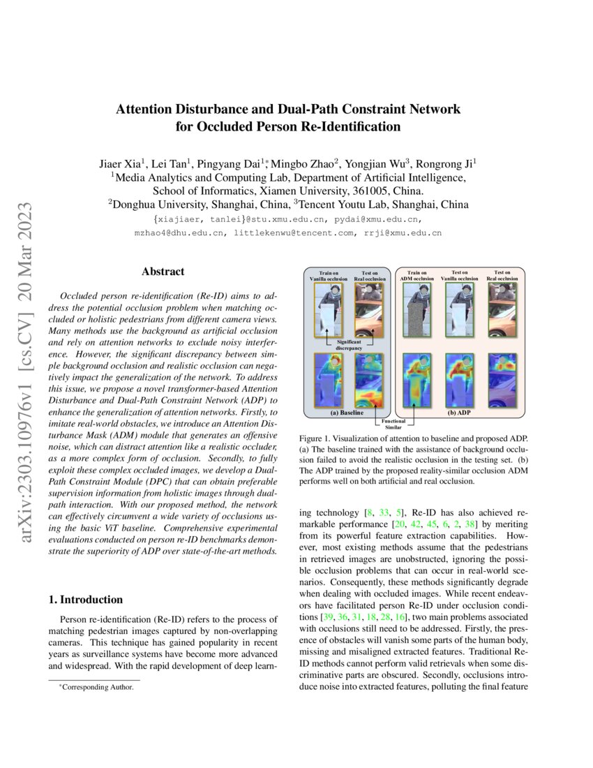 Attention Disturbance and Dual-Path Constraint Network for Occluded Person Re-Identification ...