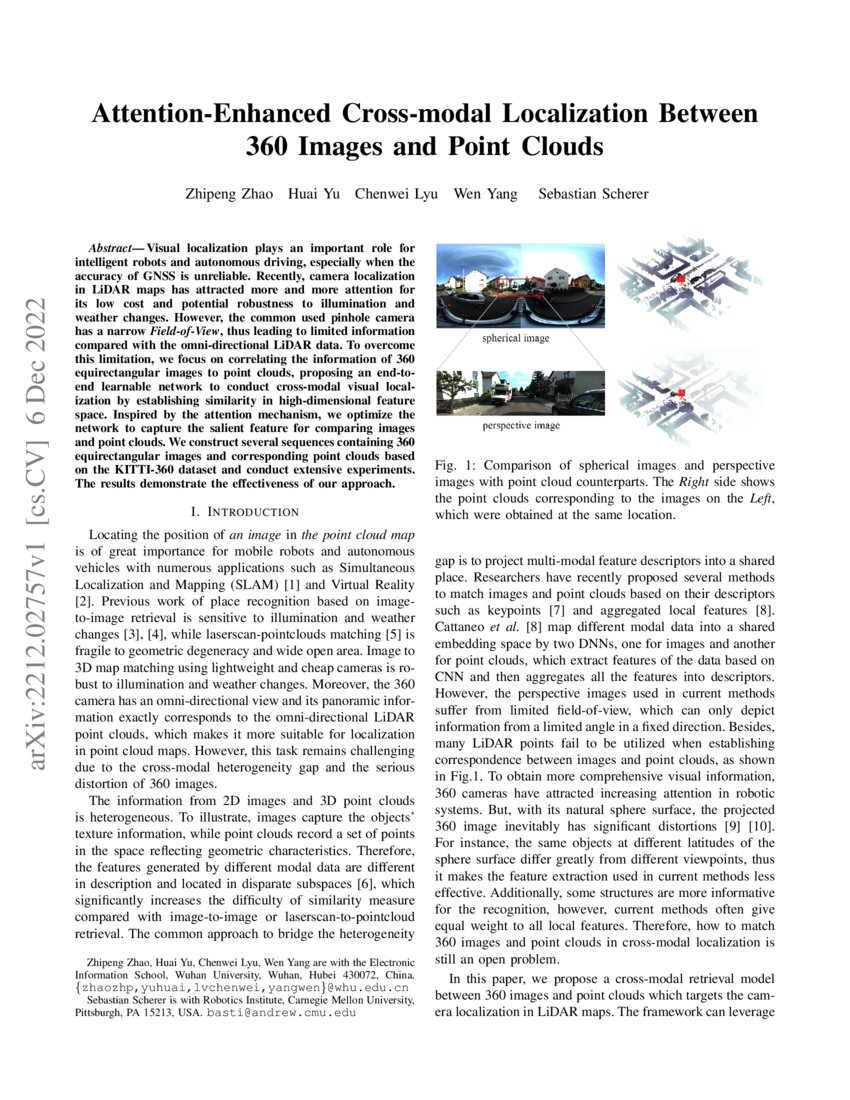 Attention Enhanced Cross Modal Localization Between 360 Images And