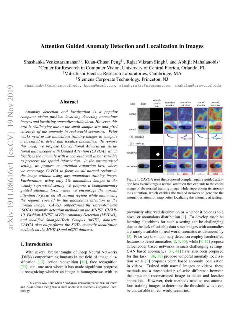 Attention Guided Anomaly Detection And Localization In Images Deepai