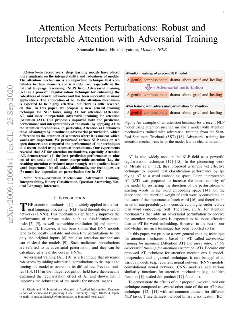 Attention Meets Perturbations Robust And Interpretable Attention With Adversarial Training Deepai 1381