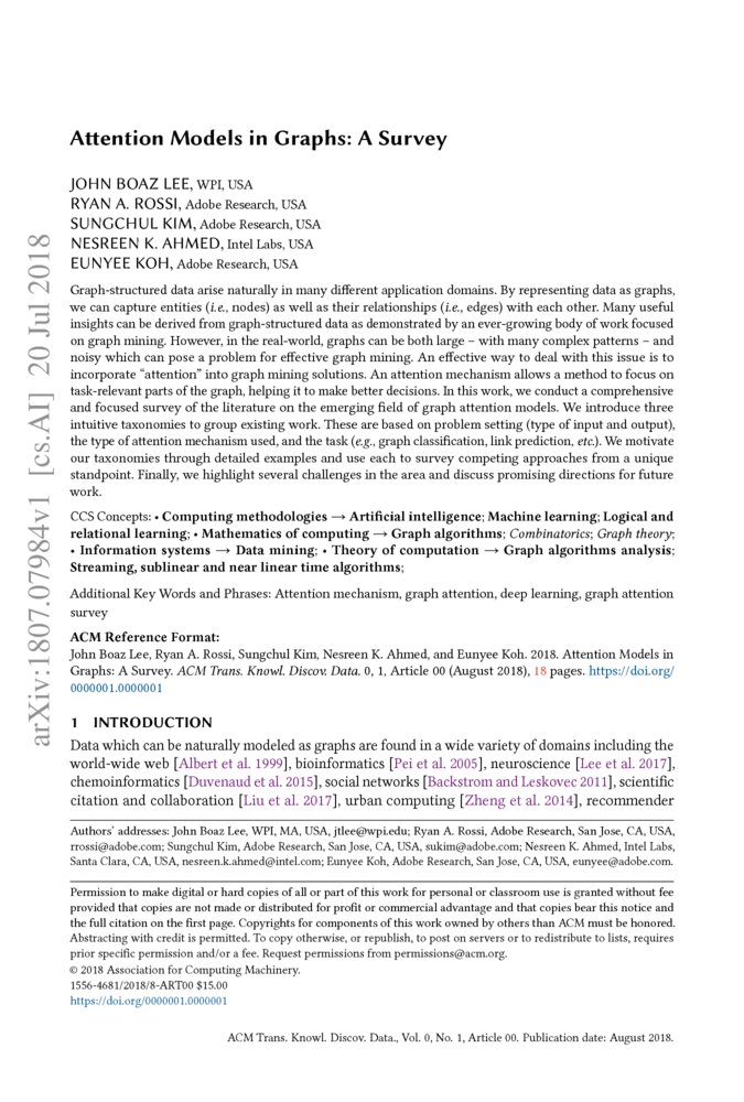 Attention Models in Graphs: A Survey | DeepAI