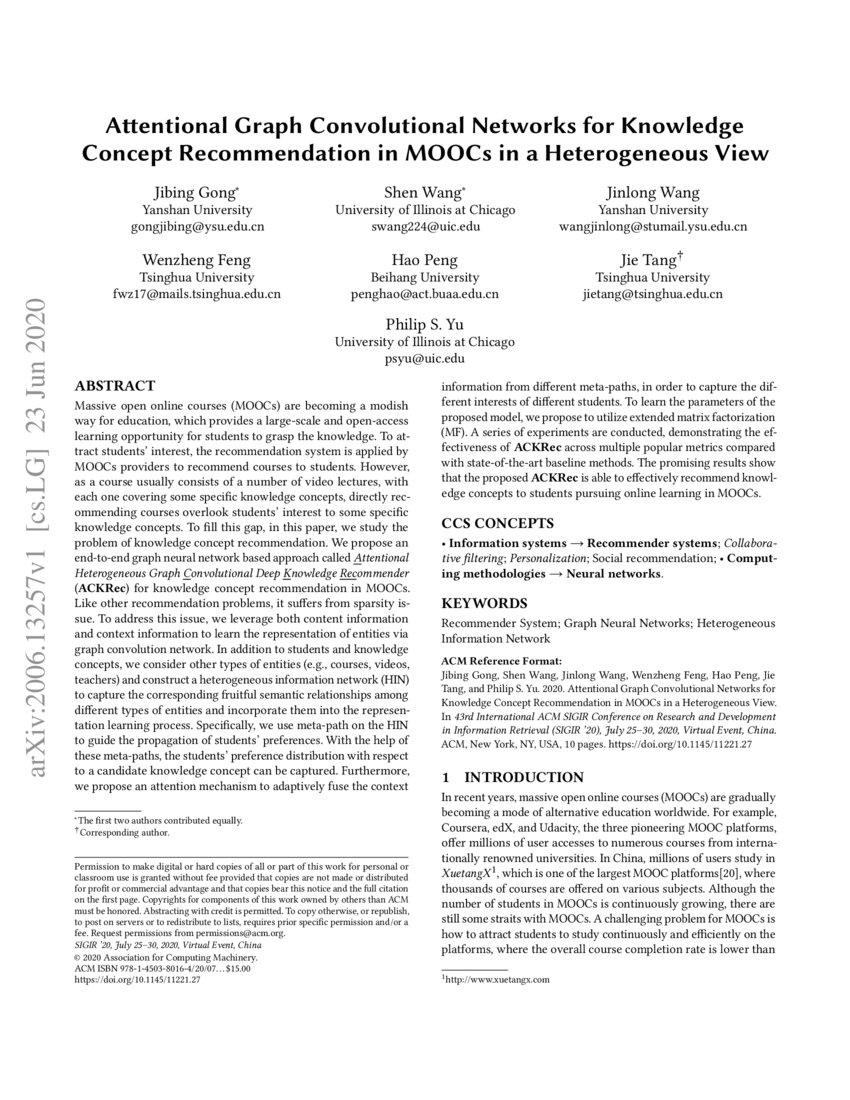 Attentional Graph Convolutional Networks For Knowledge Concept Recommendation In Moocs In A