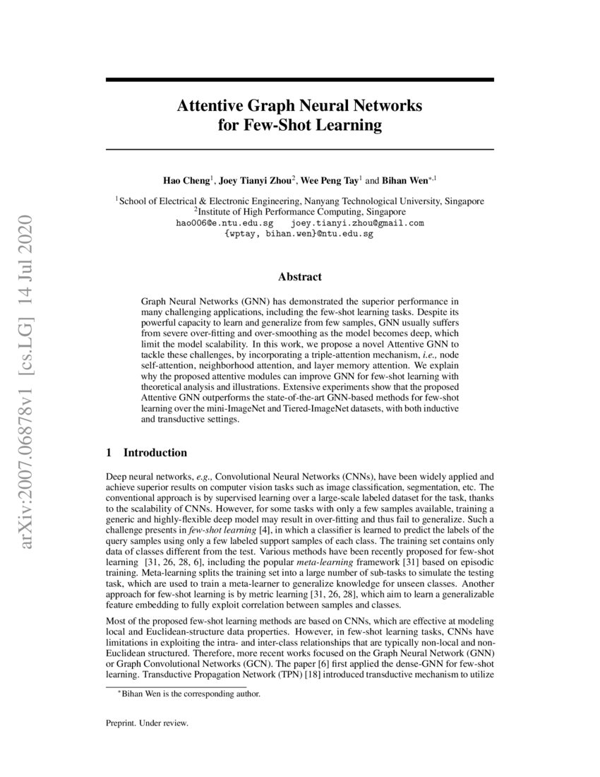 Attentive Graph Neural Networks for Few-Shot Learning | DeepAI Attentive Graph Neural Networks for Few-Shot Learning | DeepAI