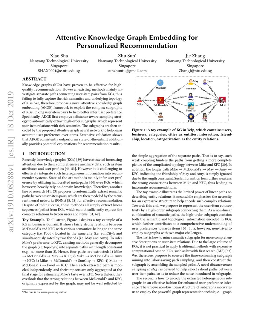 Attentive Knowledge Graph Embedding for Personalized Recommendation | DeepAI