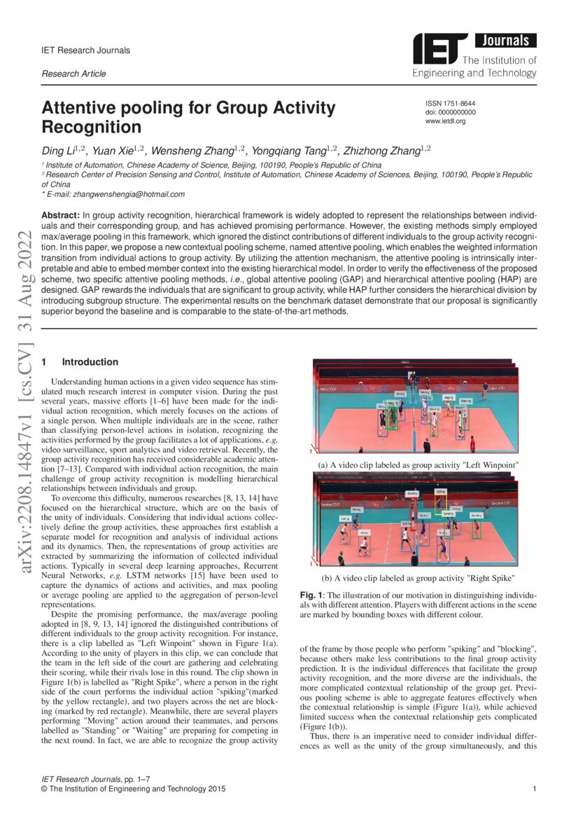 Attentive Pooling For Group Activity Recognition Deepai