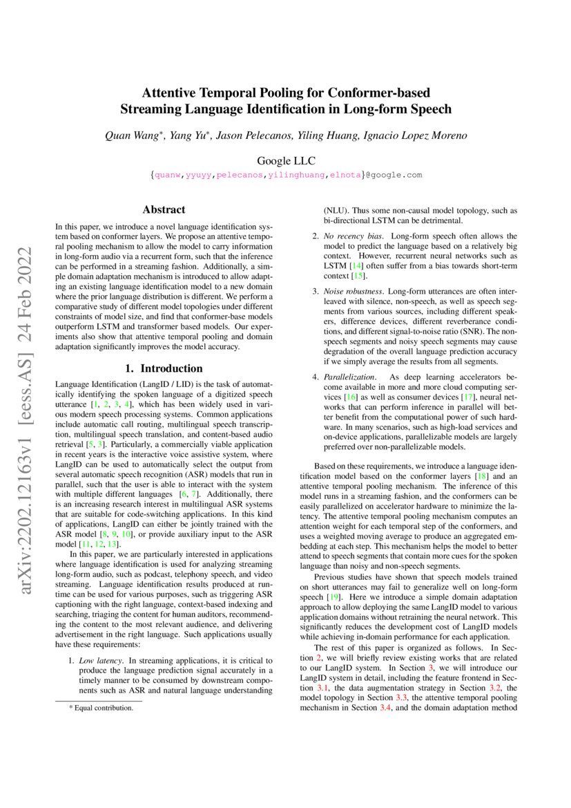 Attentive Temporal Pooling for Conformer-based Streaming Language ...