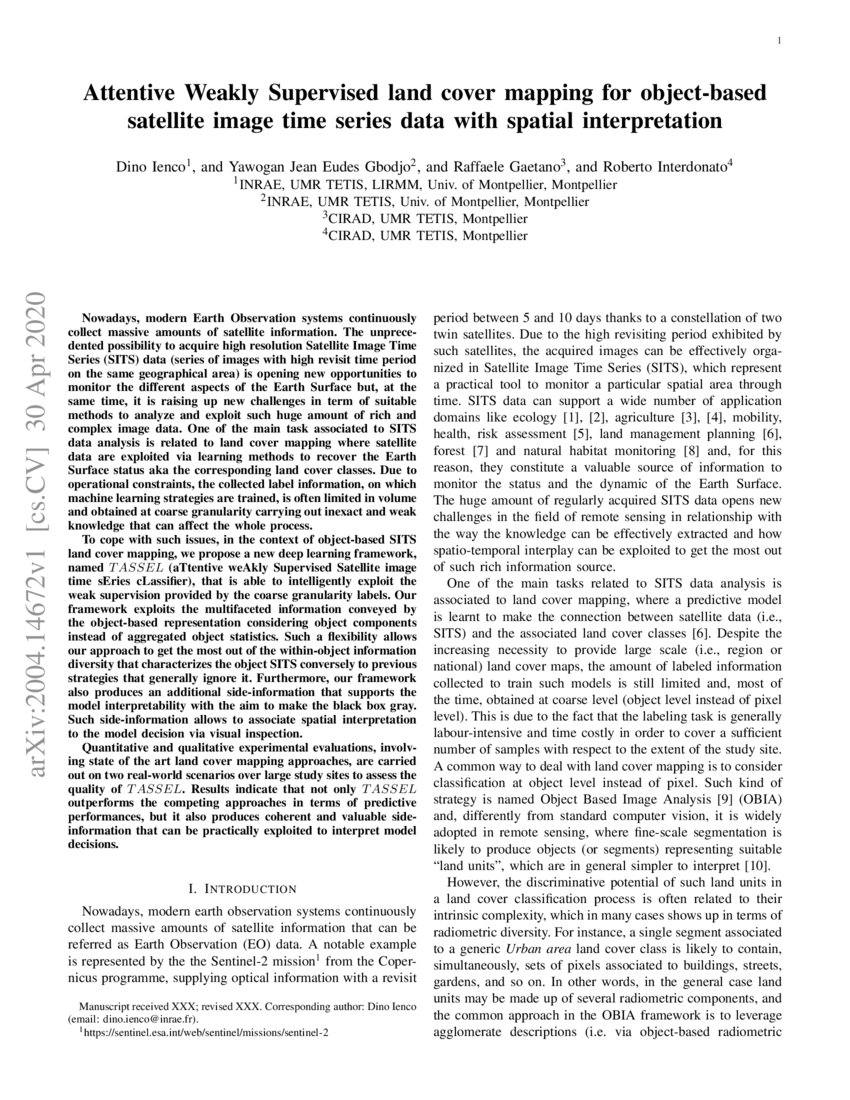 Attentive Weakly Supervised Land Cover Mapping For Object Based Satellite Image Time Series Data