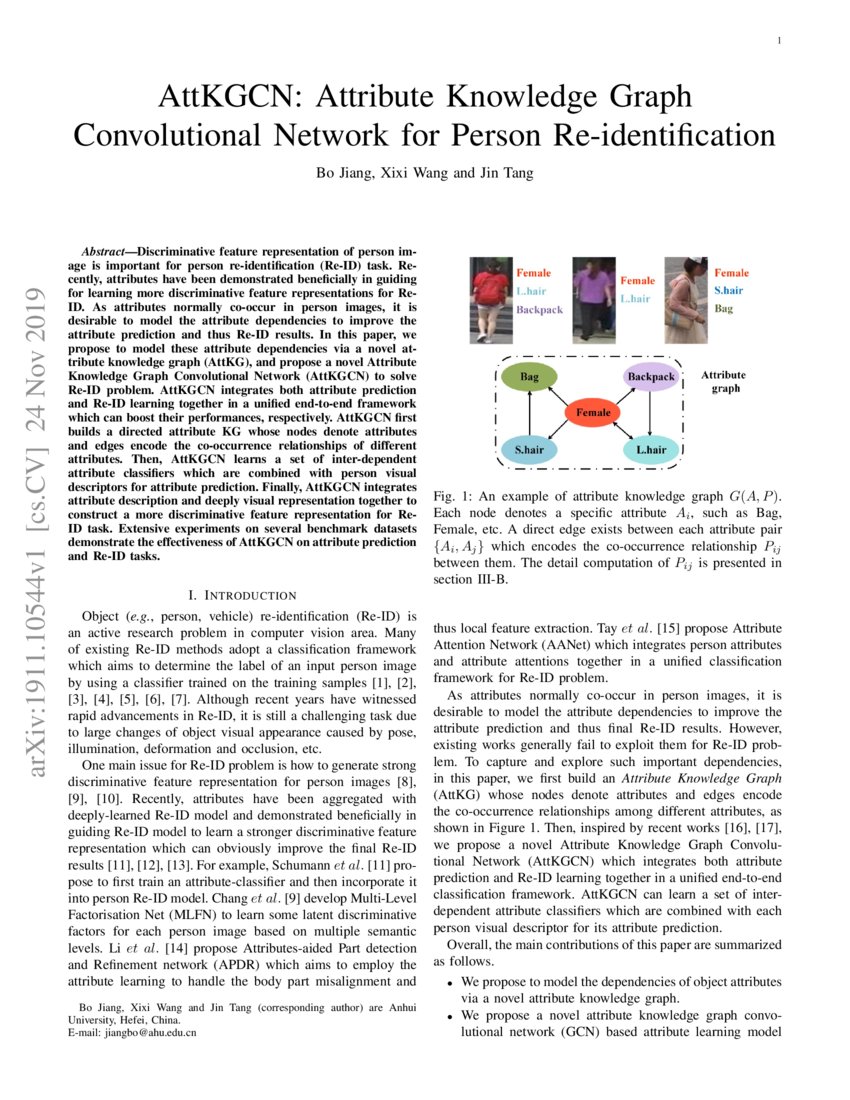 AttKGCN: Attribute Knowledge Graph Convolutional Network for Person Re-identification | DeepAI