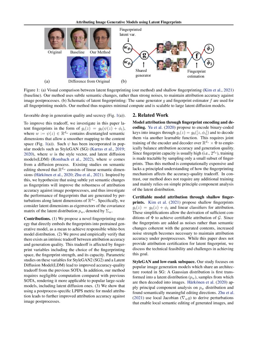 Attributing Image Generative Models using Latent Fingerprints | DeepAI
